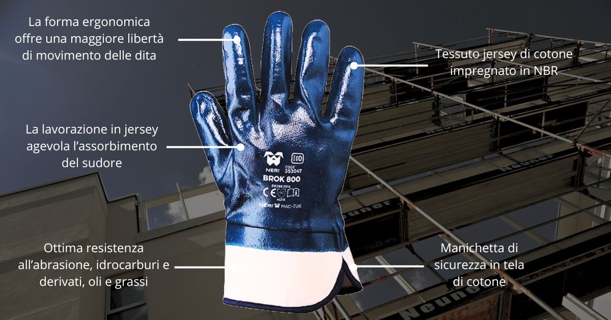 Guanti da Lavoro Edilizia in Jersey Impregnato in NBR - BROK 800